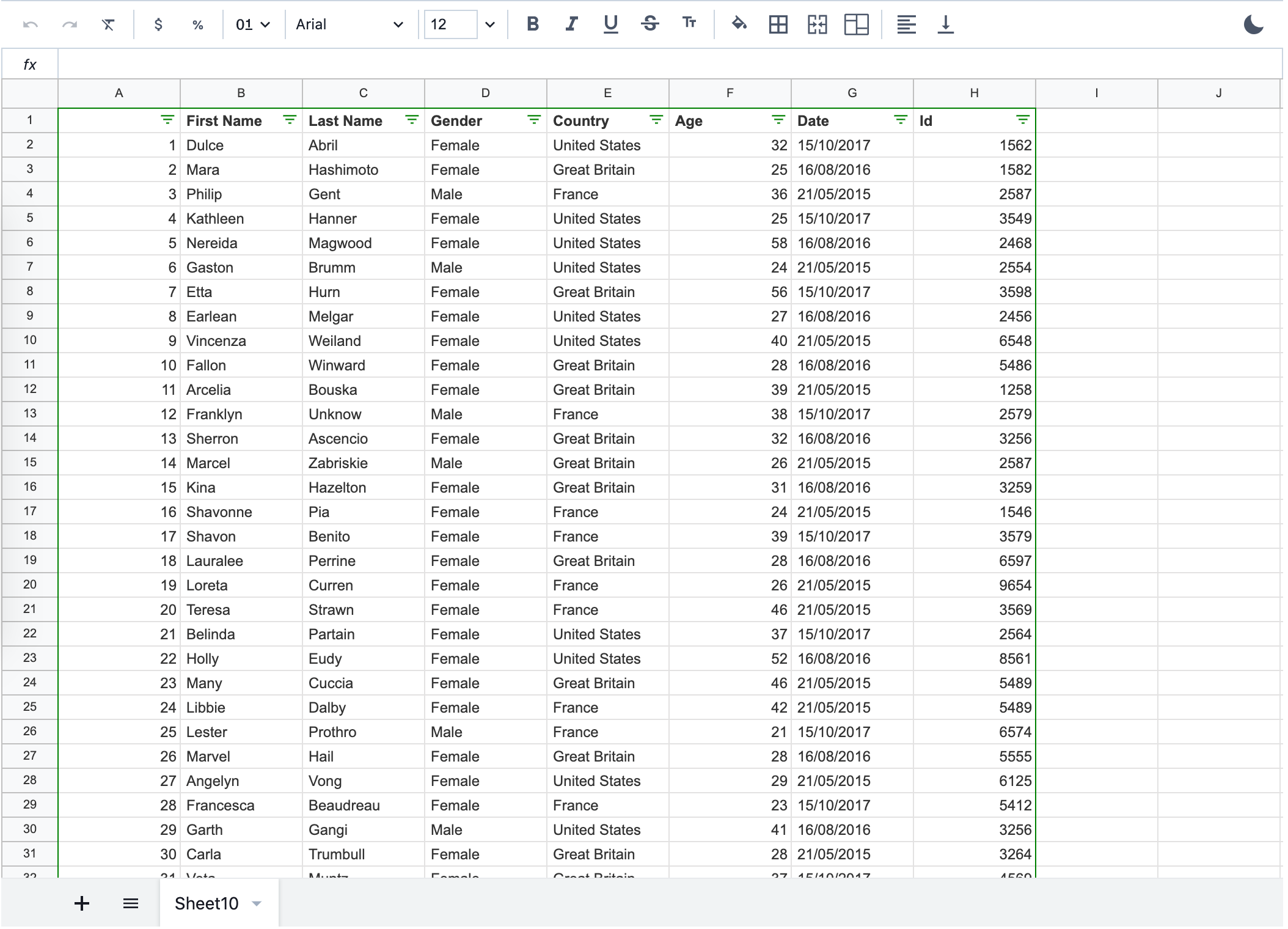 SpreadSheet Grid - Website Hunt