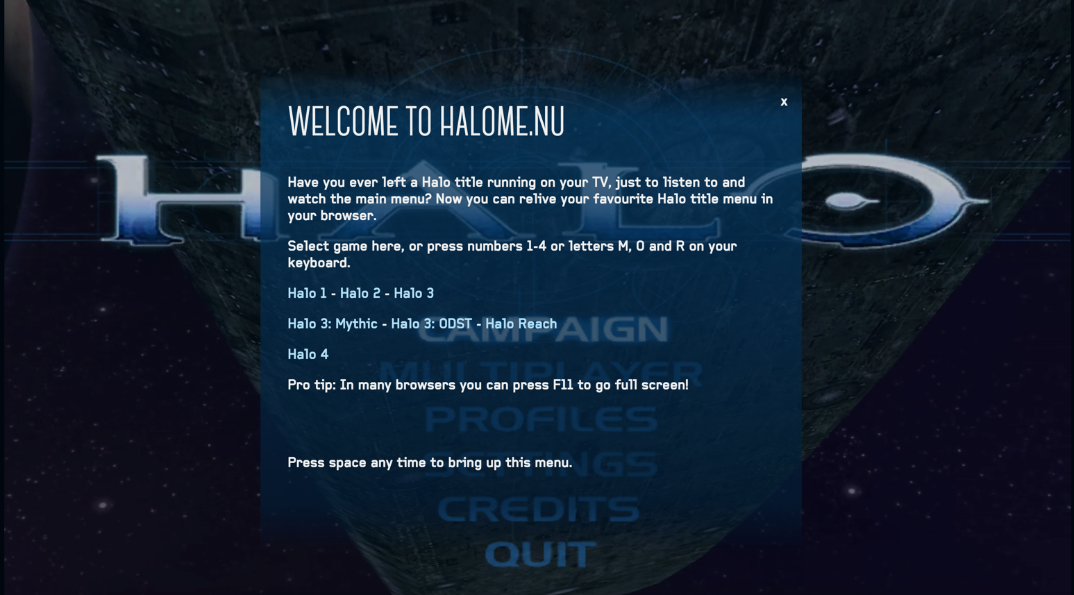 Halo Menu - Website Hunt