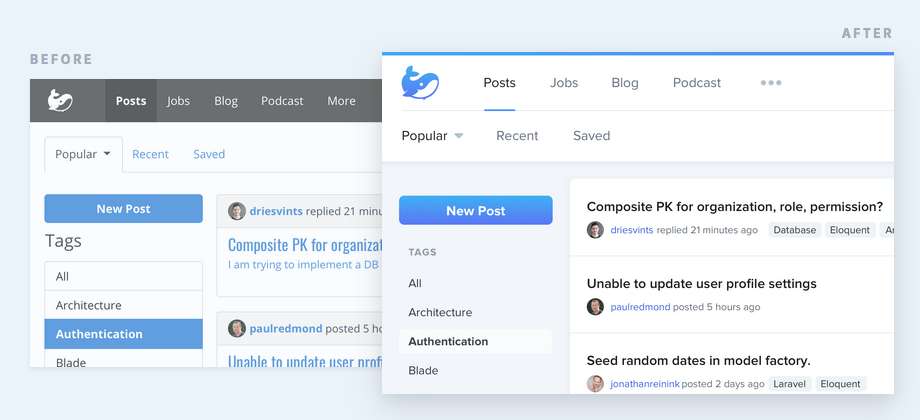 Refactoring UI - Website Hunt