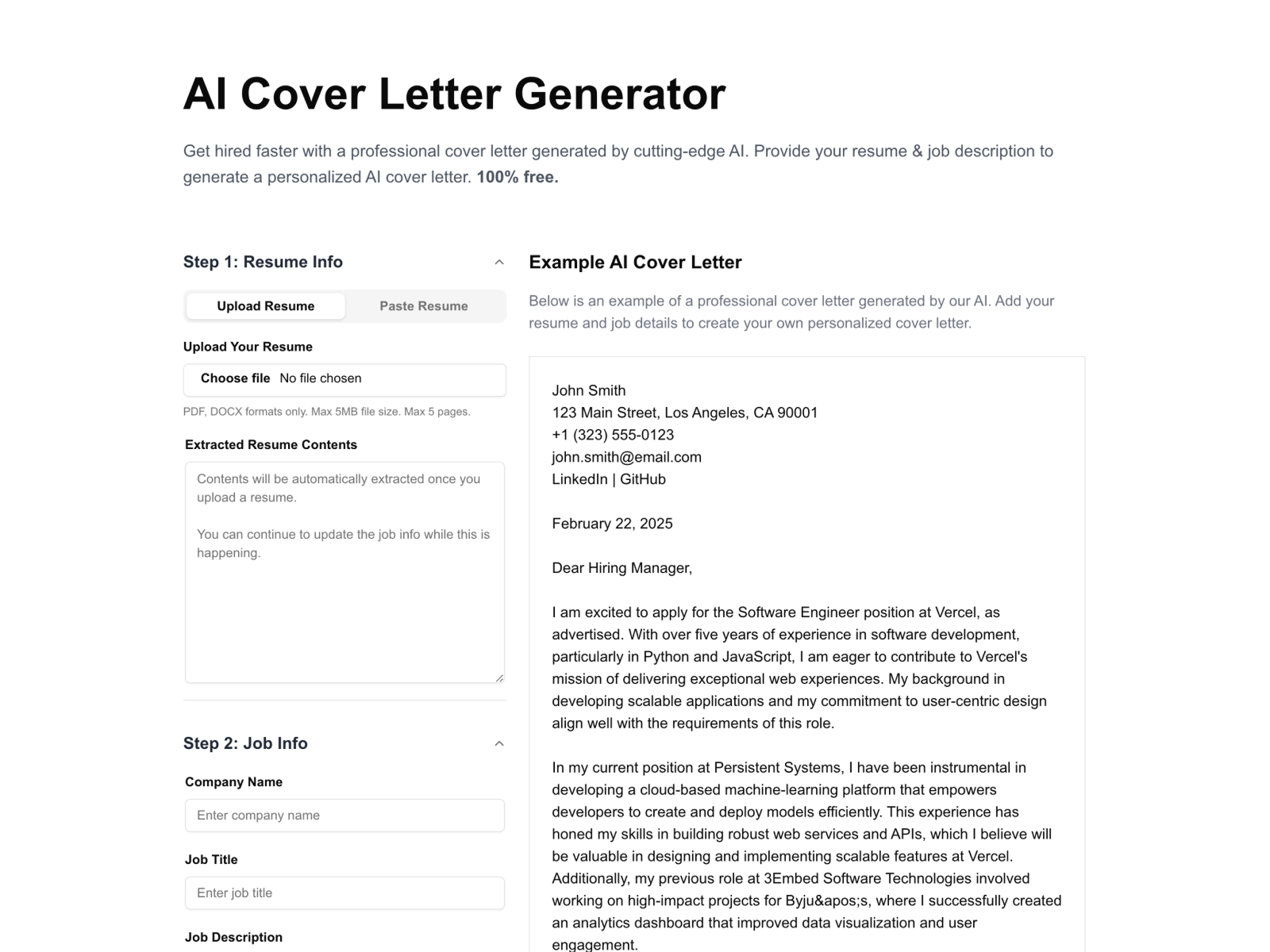 AI Cover Letter Generator - Website Hunt