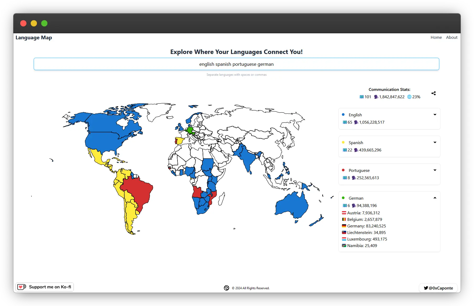 Language Map - Website Hunt