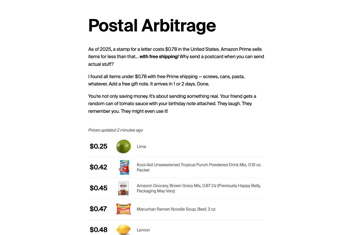 Postal Arbitrage - Website Hunt