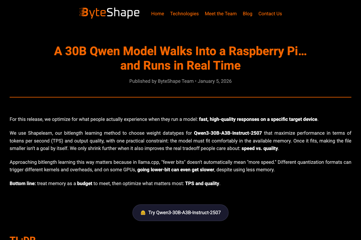 Qwen3-30B for Raspberry Pi - Website Hunt