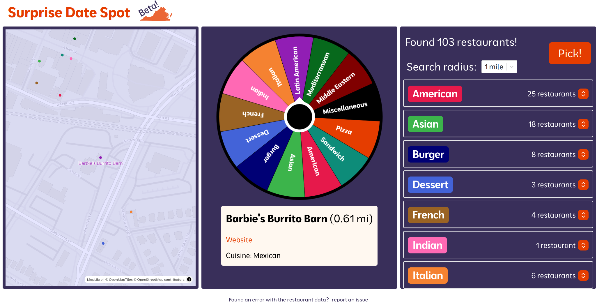 Surprise Date Spot - Website Hunt