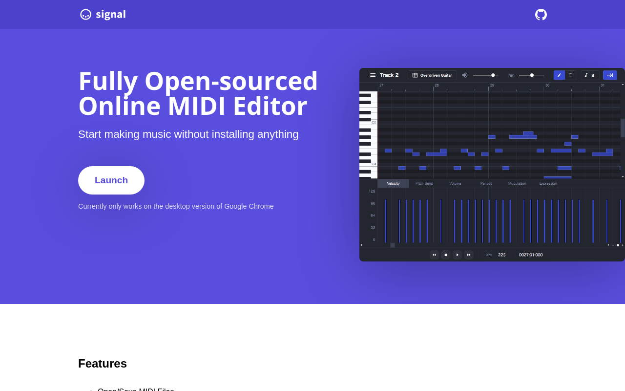 signal - Online MIDI Editor - Website Hunt